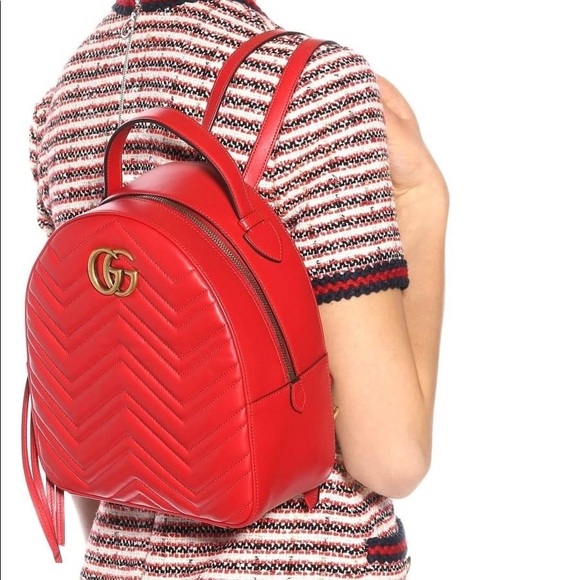 Gucci | Bags | Gucci Gg Marmont Womens Hibiscus Red Matelasse Leather ...